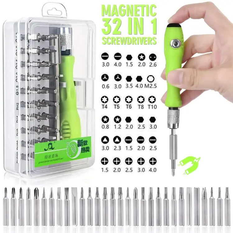 32 In 1 Mini Interchangeable Adjustable Precision Screwdrivers Bit Set ...